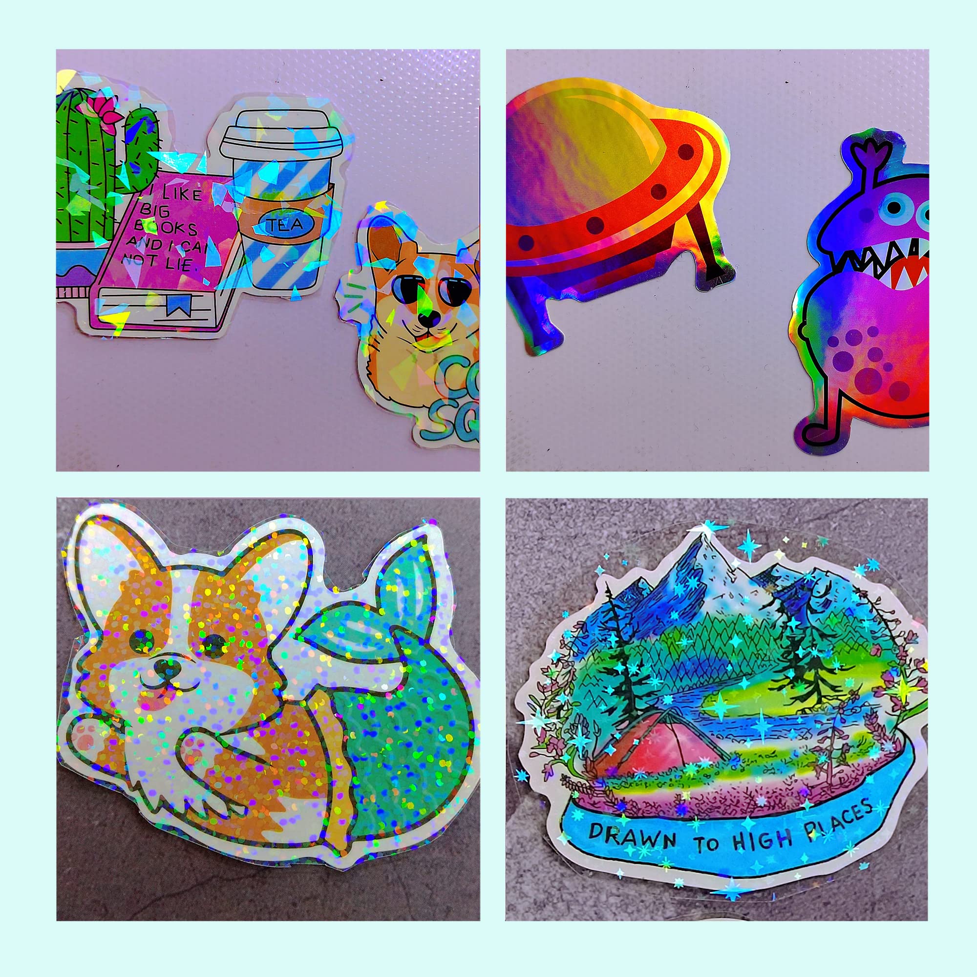 25 Sheets A4 Size (8.25”x11.7“)Holographic Sticker 5 Styles Mixed Clear Adhesive Laminted Film Holographic Overlay No need Machine