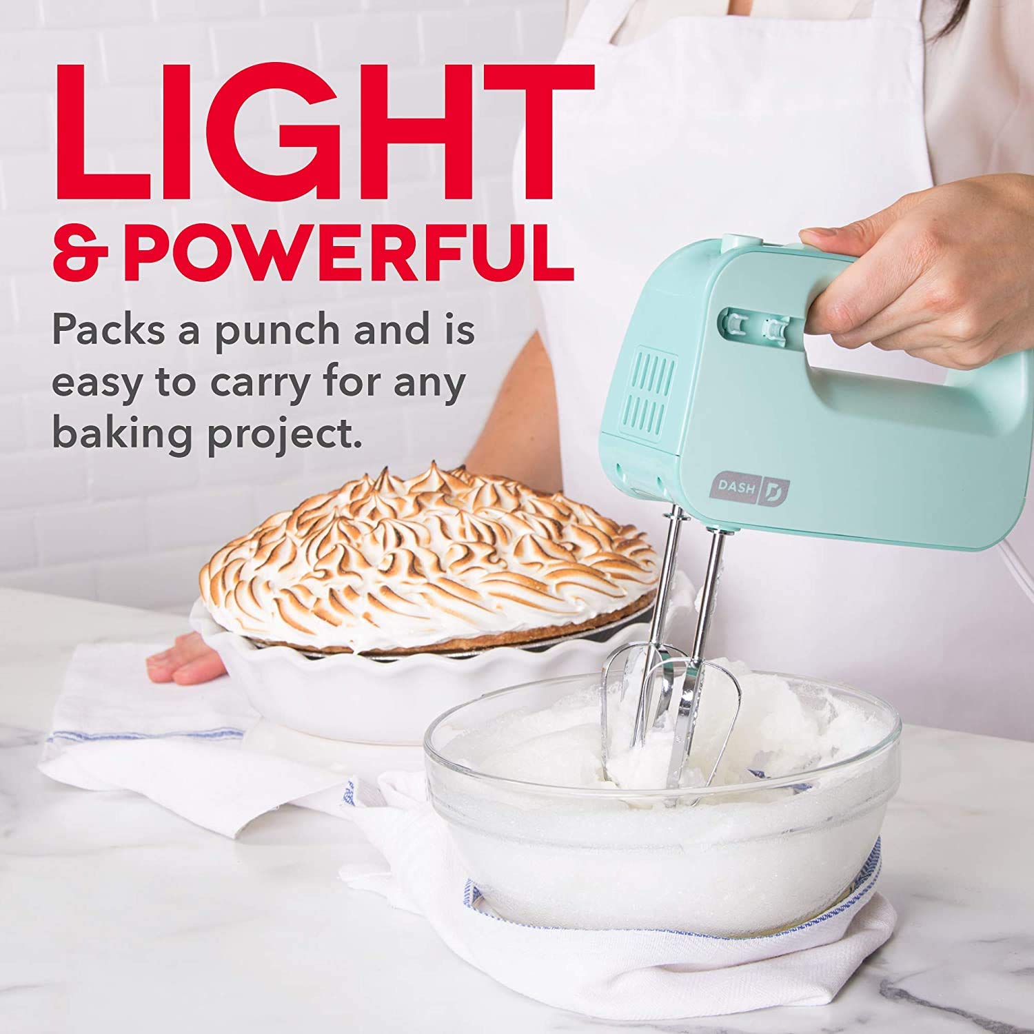 Dash SmartStore⢠Compact Hand Mixer Electric for Whipping + Mixing Cookies, Brownies, Cakes, Dough, Batters, Meringues & More, 3 Speed, 150-Watt - Aqua