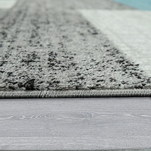 Paco Home Designer Area Rug Modern Checked Pattern Mottled in Light Blue Grey White, Size: 2' x 3'3"