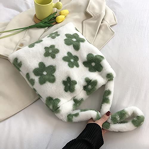 Fluffy Tote Bag Y2K Purse Cute Long Strap Furry Purse Fluffy Plush Bag Women Plush Shoulder Bag