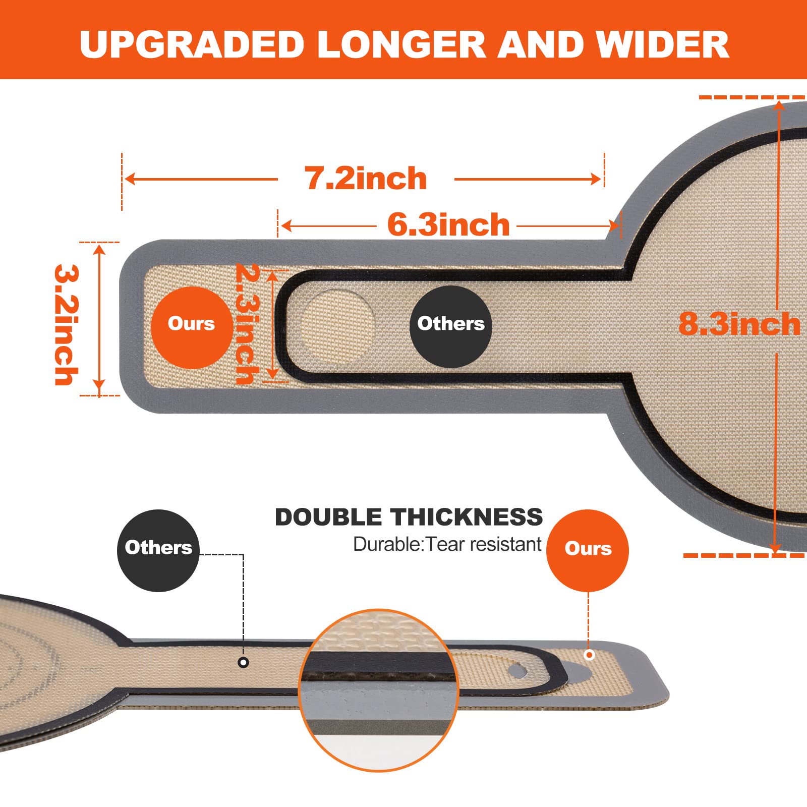 Silicone Bread Sling Dutch Oven - Best Japan Silicone. Non-Stick & Easy Clean Reusable Silicone Bread Baking Mat. With Extra Long Handles Bread Baking Sheet Liner, 2 Grey Set for Transferable Dough