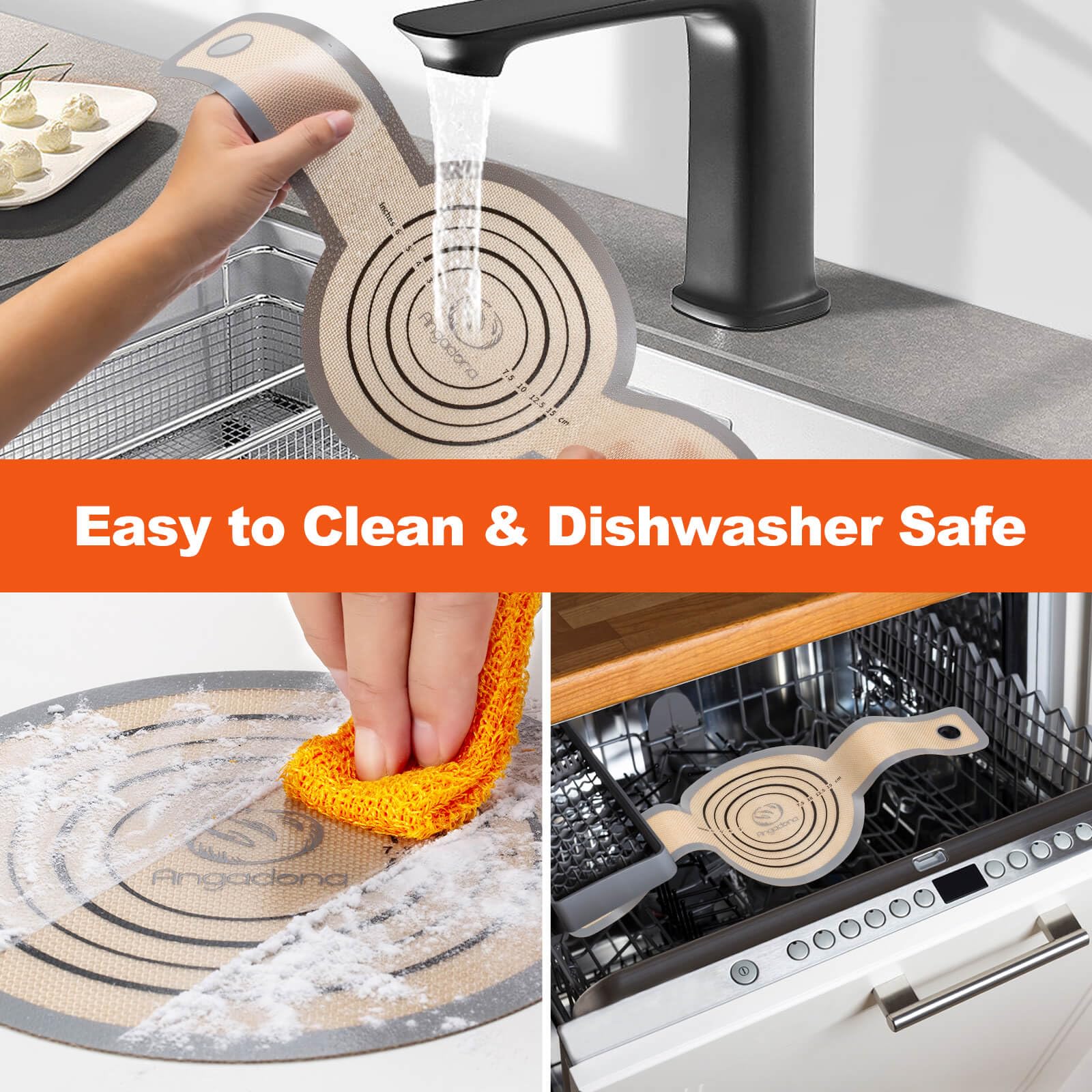 Silicone Bread Sling Dutch Oven - Best Japan Silicone. Non-Stick & Easy Clean Reusable Silicone Bread Baking Mat. With Extra Long Handles Bread Baking Sheet Liner, 2 Grey Set for Transferable Dough