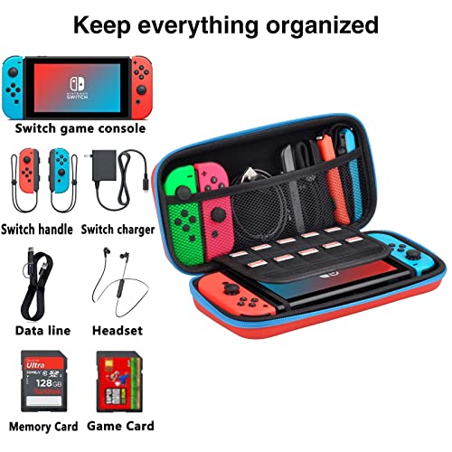 Carrying Case Compatible with Nintendo Switch - Sturdy Hard Shell Switch Carrying Bag for Switch OLED Console & Accessories with Strap and 10 Game Cards Slot(Red)