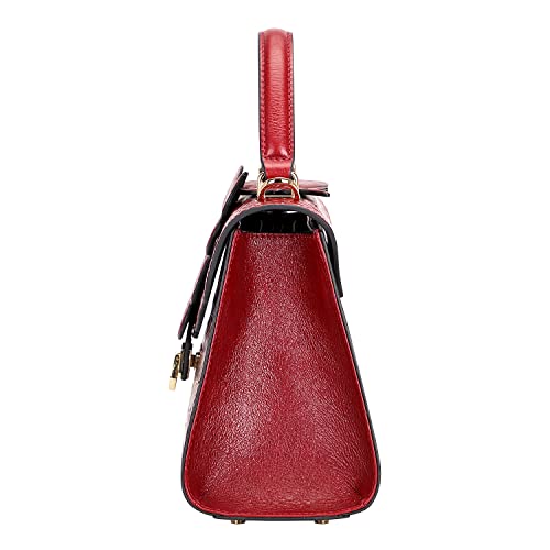 PIJUSHI Designer Handbags for Women Crocodile Leather Crossbody Satchel Bag with Butterfly(66297 Red)