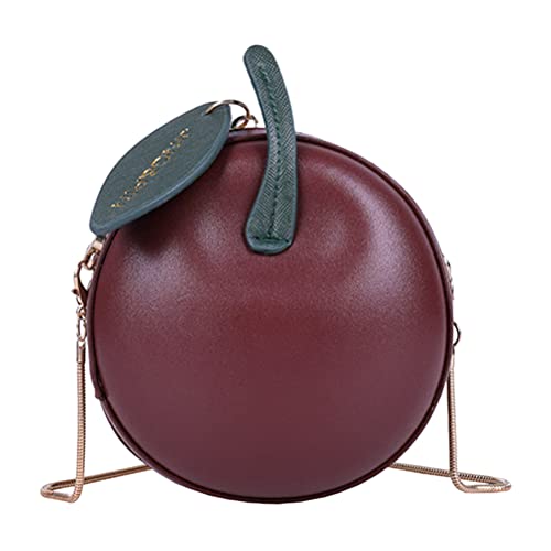 LUOZZY Apple Shape PU Leather Handbag Cartoon Shoulder Bags Adjustable Strap Clutch Jelly Purse Fruit Shape Gift - Fuchsia
