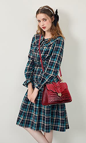 PIJUSHI Designer Handbags for Women Crocodile Leather Crossbody Satchel Bag with Butterfly(66297 Red)