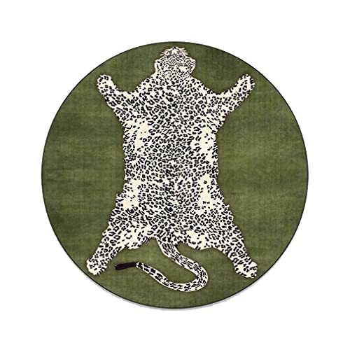 LIKETN Vintage Tiger Print Round Area Rug Luxury Boho Decor Carpet for Farmhouse Bedroom Large Living Room Courtyard Kitchen Runner Rugs Non Slip Indoor Outdoor Door Mat Home Décor 4.6' X 4.6'