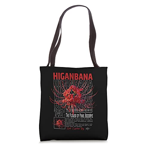 Higanbana Flower Red Spider Lily in Grunge Anime Aesthetic Tote Bag