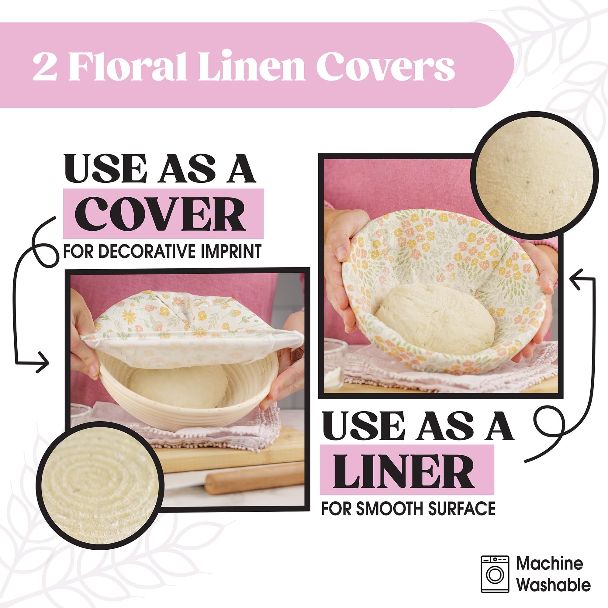 Joyallia Banneton Bread Proofing Basket Set of 2 Round 9 Inch with Bread Lame | Dough Scraper | Dough Whisk | Bowls Cover | Sourdough Kit | Bread Making Tools Gift for Mother, Wife and Bakers