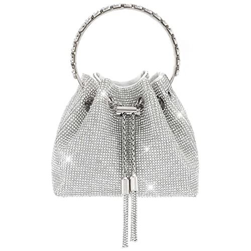 Yokawe Women's Crystals Evening Bag Bling Rhinestone Clutch Purses Silver Shoulder Bag Crossbody Bags Wedding Club Party Prom Handbags
