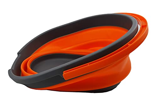 SAMMART 11L (2.9 Gallon) Collapsible Basket with Handle - Portable Outdoor Picnic Basket/Crater - Foldable Shopping Bag - Space Saving Storage Container (Sea Angel + Orange)
