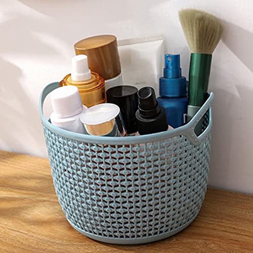 Storage Basket Smooth Inner Surface Wide Application Great Hollow Desktop Makeup Toy Key Storage Basket Blue