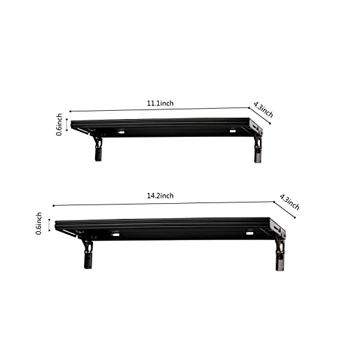 evron Floating Shelves Wall Mounted Set, Water Proof Wall Shelves for Living Room, Dining Room, Bedroom, Kitchen, Office and Greenhouse (Black Set of 2)
