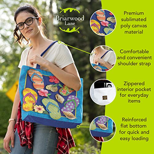 Briarwood Lane Paradise Flip Flops Summer Canvas Tote Bag 14.5" x 15"