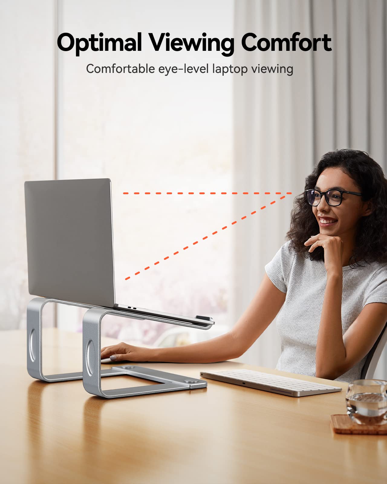 LORYERGO Laptop Stand, Ergonomic Laptop Riser Laptop Stand for Desk, Notebook Computer Stand Holder Compatible with Most 10-15.6” Laptops, Silver