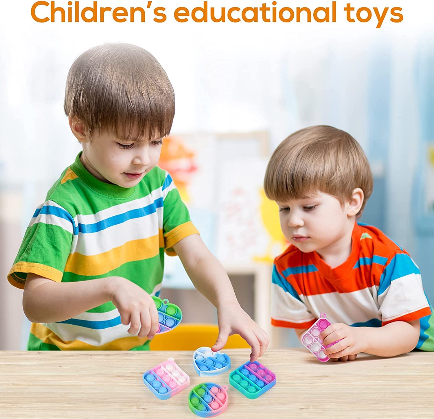 Random 50 pcs Color Mini Squeeze Pop Bubble Fidget Sensory Toys, Mini Keychain Wrap Small Relieve Anxiety Stress Toy, Pop Bulk Silicone Classroom Prize for Kids Adult Party Gift