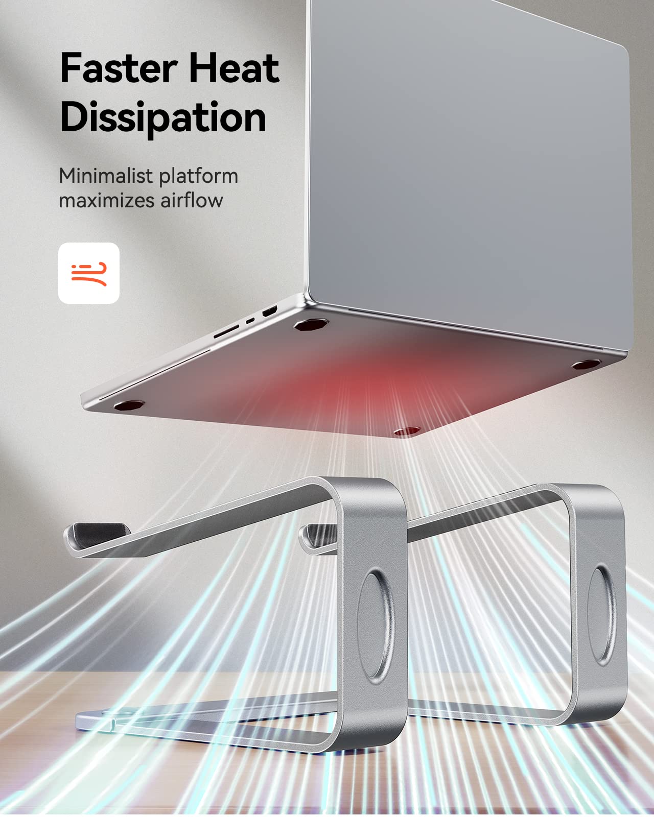 LORYERGO Laptop Stand, Ergonomic Laptop Riser Laptop Stand for Desk, Notebook Computer Stand Holder Compatible with Most 10-15.6” Laptops, Silver