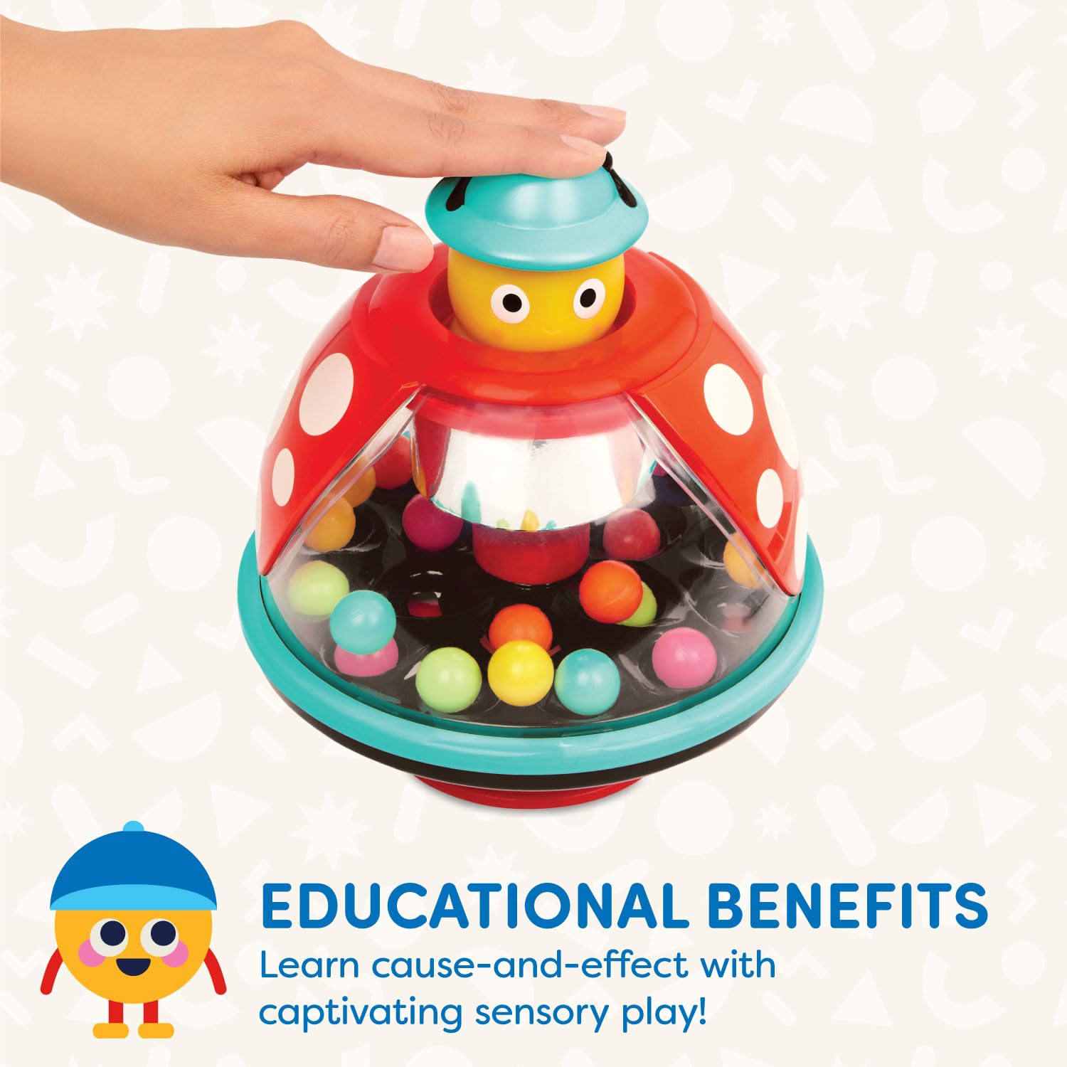Battat – Ladybug Toy – Ball Popping Toy – Toy For Toddlers – 20 Small & Colorful Balls – 12 Months + – Ladybug Pushtop