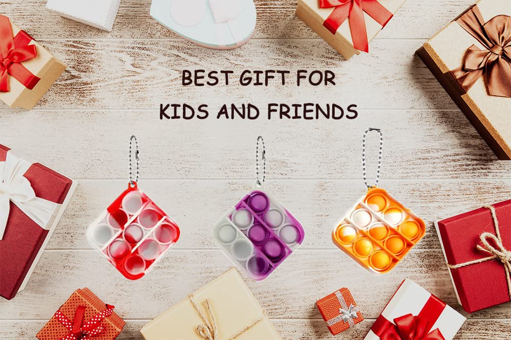 Random 50 pcs Color Mini Squeeze Pop Bubble Fidget Sensory Toys, Mini Keychain Wrap Small Relieve Anxiety Stress Toy, Pop Bulk Silicone Classroom Prize for Kids Adult Party Gift