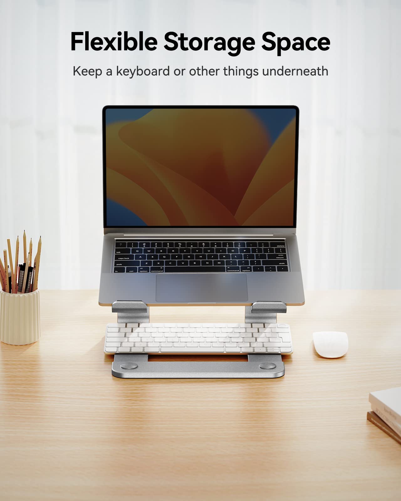 LORYERGO Laptop Stand, Ergonomic Laptop Riser Laptop Stand for Desk, Notebook Computer Stand Holder Compatible with Most 10-15.6” Laptops, Silver