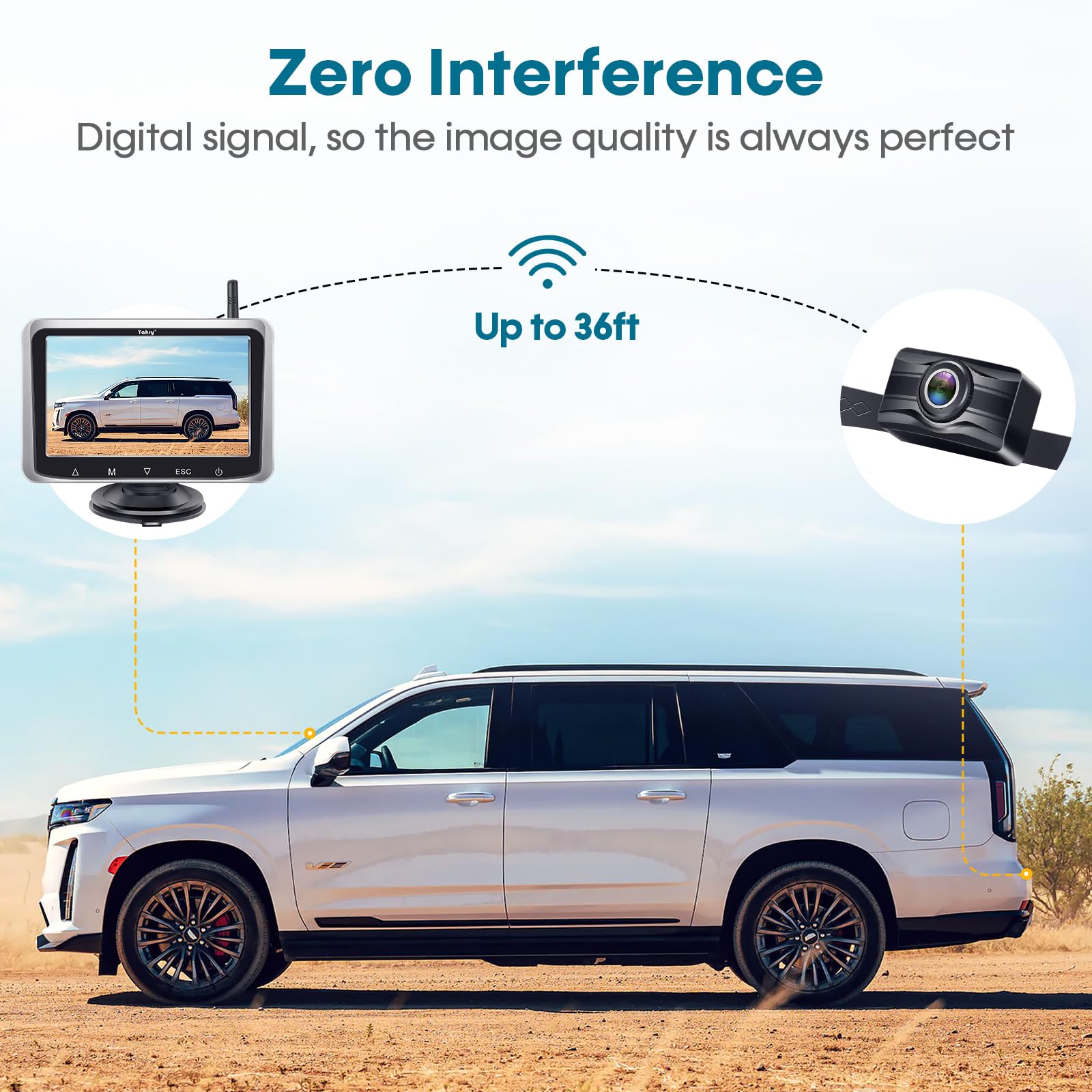 Wireless Backup Camera Easy Install: Touch Button 5 Inch HD 1080P Monitor - No Delay Digital Signal Reverse Cam with Color Night Vision for Car Truck Trailer Hitch - Yakry Y25