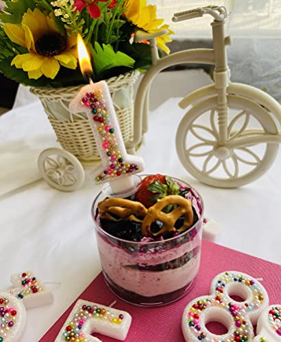 Birthday Candles, Pearl Sequin Number Candle Party Supplies (Number-3)