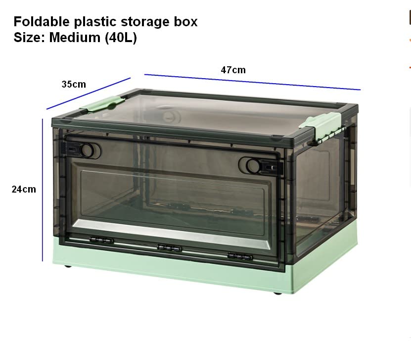 Foldable plastic storage box Medium (40L) 47 x 35 x 24 cm Grey Green Medium - 47 x 35 x 24 cm (40L) 3042 0