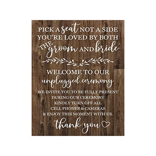 Unplugged Ceremony, Pick A Seat Not A Side, Wedding Sign, Wedding Ceremony Sign 16x20 inch