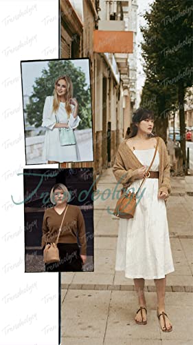 Trendeology Casual Soft PU Leather Drawstring Small 2 Way Bucket Shoulder Bag Crossbody (Nude)