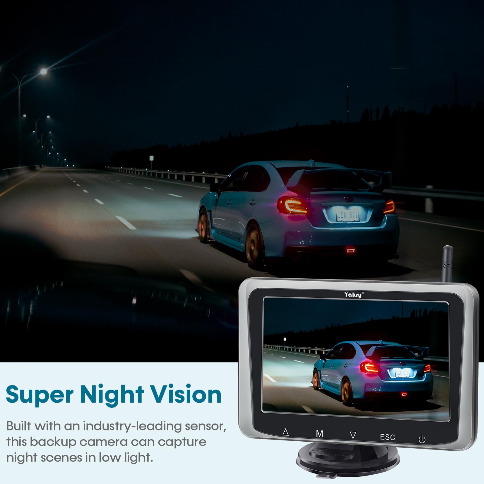 Wireless Backup Camera Easy Install: Touch Button 5 Inch HD 1080P Monitor - No Delay Digital Signal Reverse Cam with Color Night Vision for Car Truck Trailer Hitch - Yakry Y25