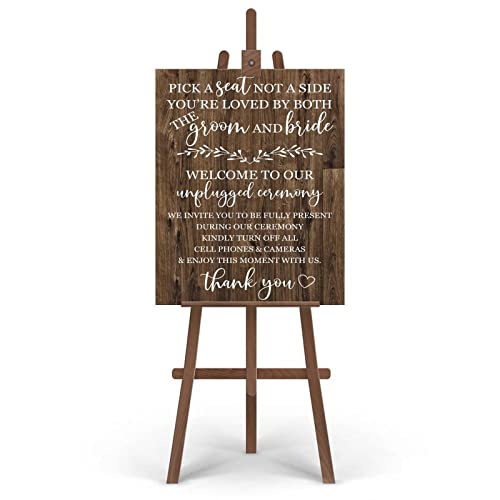 Unplugged Ceremony, Pick A Seat Not A Side, Wedding Sign, Wedding Ceremony Sign 16x20 inch