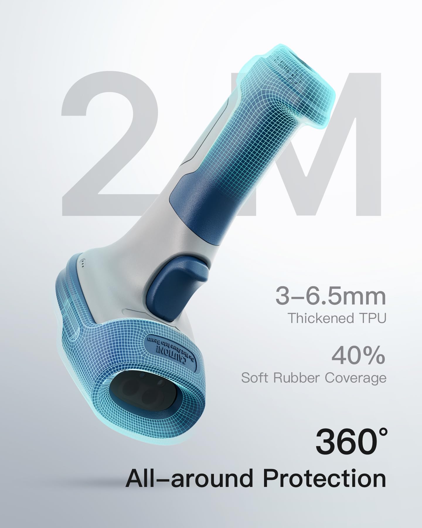 Inateck Bluetooth Barcode Scanner, 2D Wireless Barcode Scanner, Bluetooth 5.0 and 2.4Ghz Adapter, 3 in 1 Reader, Support GS1 Barcode, BCST-73 Blue White