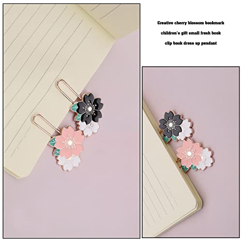 4PCS Flower Bookmark Cherry Blossom Paper Clip Book Page Mark Metal Bookmark Clip School Office Supplies for Reader Student Teacher Reading Supplies