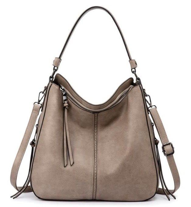 Handbags for Women Large Designer Ladies Hobo bag Bucket Purse Faux Leather (Khaki)