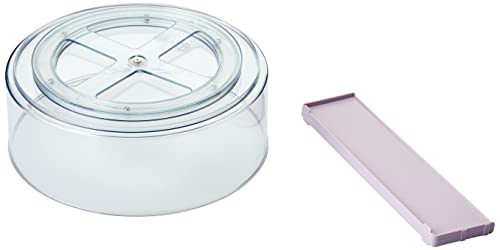 Rosanna Pansino x iDesign Recycled Plastic Divided Lazy Susan Turntable with Lid, Clear Bin/Lavender Sprinkles Divider, 10β D x 3.69β H