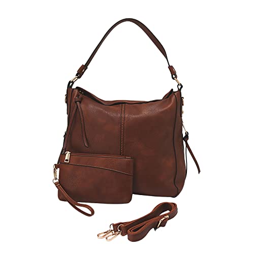 JUPA Place Large Hobo Bag Women Purse Handbag - Crossbody Bag Women's Shoulder Bags - Multi-Pocket Handbag Set- (Brown)