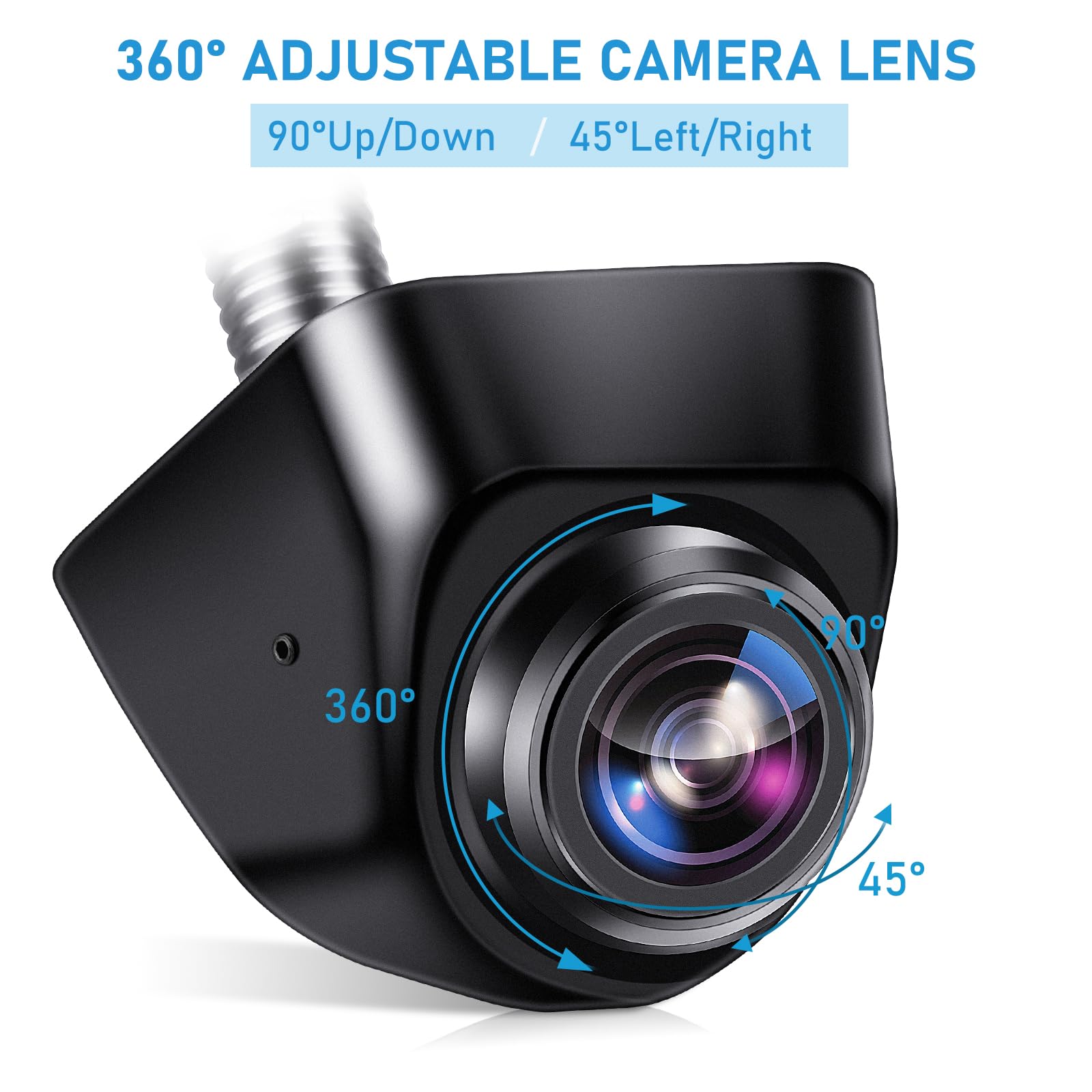 HD Backup Camera for Car Universal Front/Side/Rear Camera for 12V Car Truck Pickup SUV Rear View Reverse Camera with Left and Right, Up and Down Rotation Angle Night Vision IP69K Waterproof