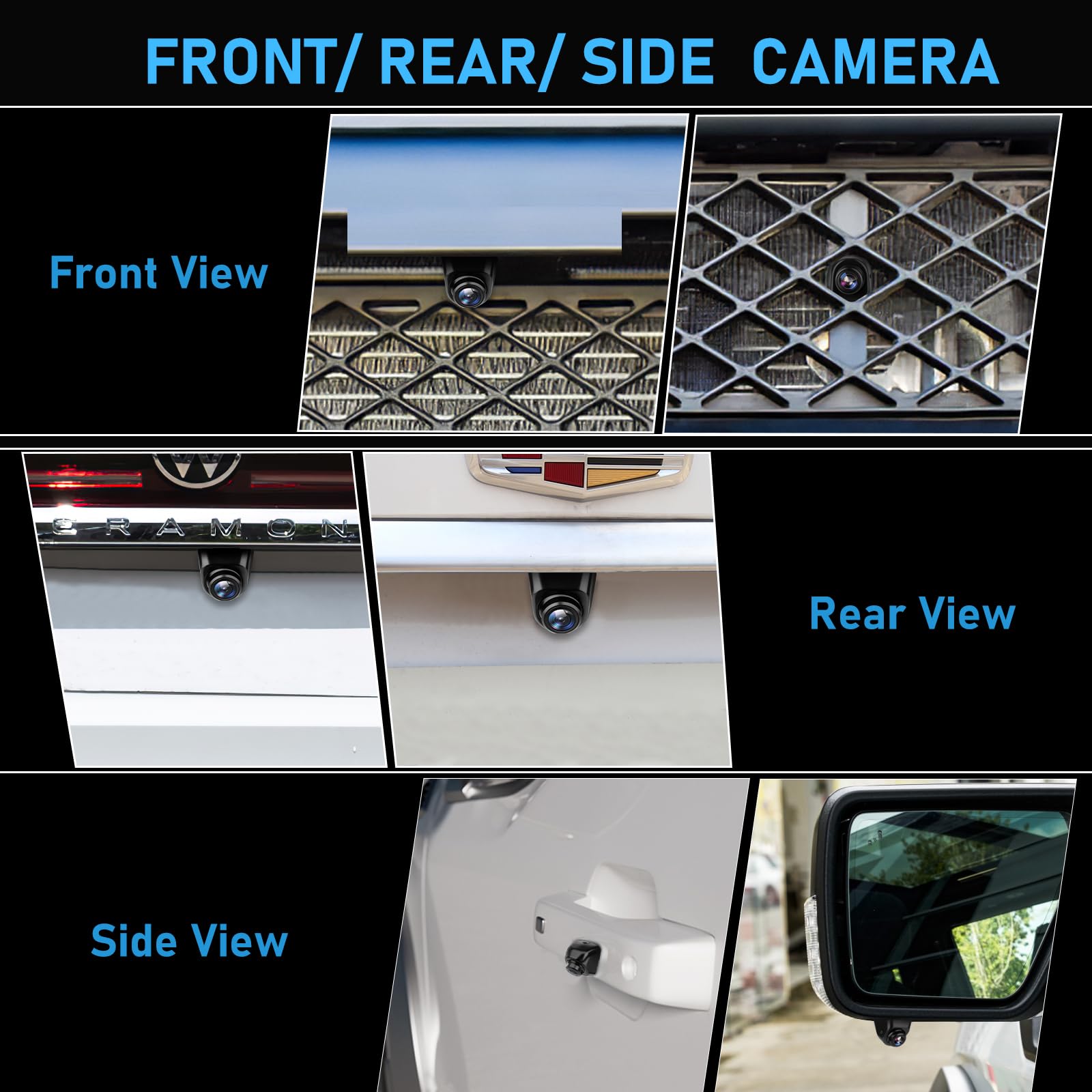 HD Backup Camera for Car Universal Front/Side/Rear Camera for 12V Car Truck Pickup SUV Rear View Reverse Camera with Left and Right, Up and Down Rotation Angle Night Vision IP69K Waterproof
