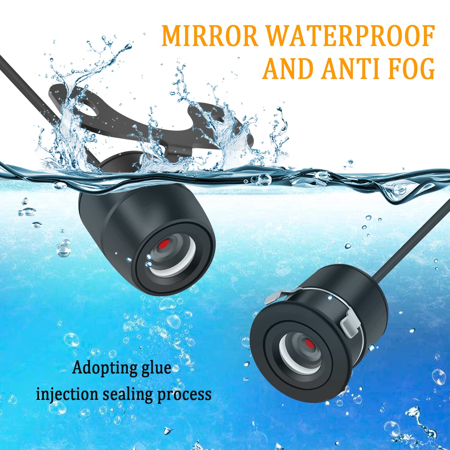 Car Reverse Backup Camera - [HD Night Vision] [170°Wide Angle] Front Side Rear View Camera with Dual Purpose Design - Waterproof Universal Reverse Camera for Car Truck SUV RV