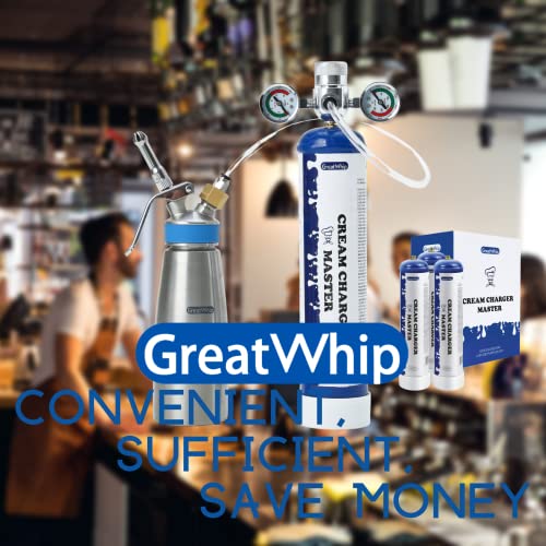 GreatWhip Whipped Cream Chargers, 615g Whip Cream Charger Cylinder, 6 Cylinders (1 Carton)
