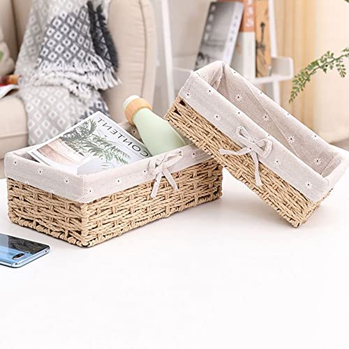 BYBYCD Storage Basket Wicker Durable Storage Box for Home Weaving Process Sundries Finishing Desktop Decoration Laundry Basket(S,Coffee)
