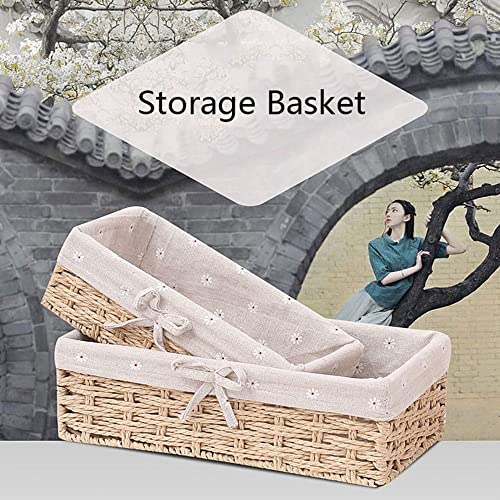 BYBYCD Storage Basket Wicker Durable Storage Box for Home Weaving Process Sundries Finishing Desktop Decoration Laundry Basket(S,Coffee)