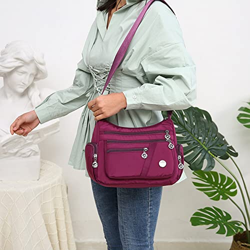 SULCET Crossbody Bag for Women Nylon Shoulder Purse Roomy Multiple Pockets Bag Large Capacity Messenger Satchel