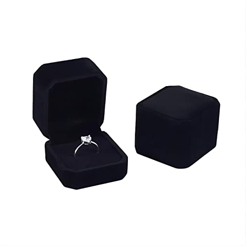 YZWDTGS 2 Pack Velvet Ring Boxes, Earring Pendant Jewelry Case, Ring Earrings Gift Boxes, Jewellry Display (Black)