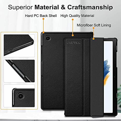 SAMSUNG 2022 Galaxy Tab A8 10.5” Inch 32 GB Wi-Fi Android 11 Touchscreen International Tablet Bundle – MDTec Hard Back Tri-Fold Stand Cover Case and 64GB microSD Card [Gray]