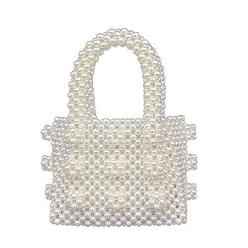 Miuco Womens Beaded Handbags Handmade Weave Crystal Pearl Mini Bags Wedding clutch