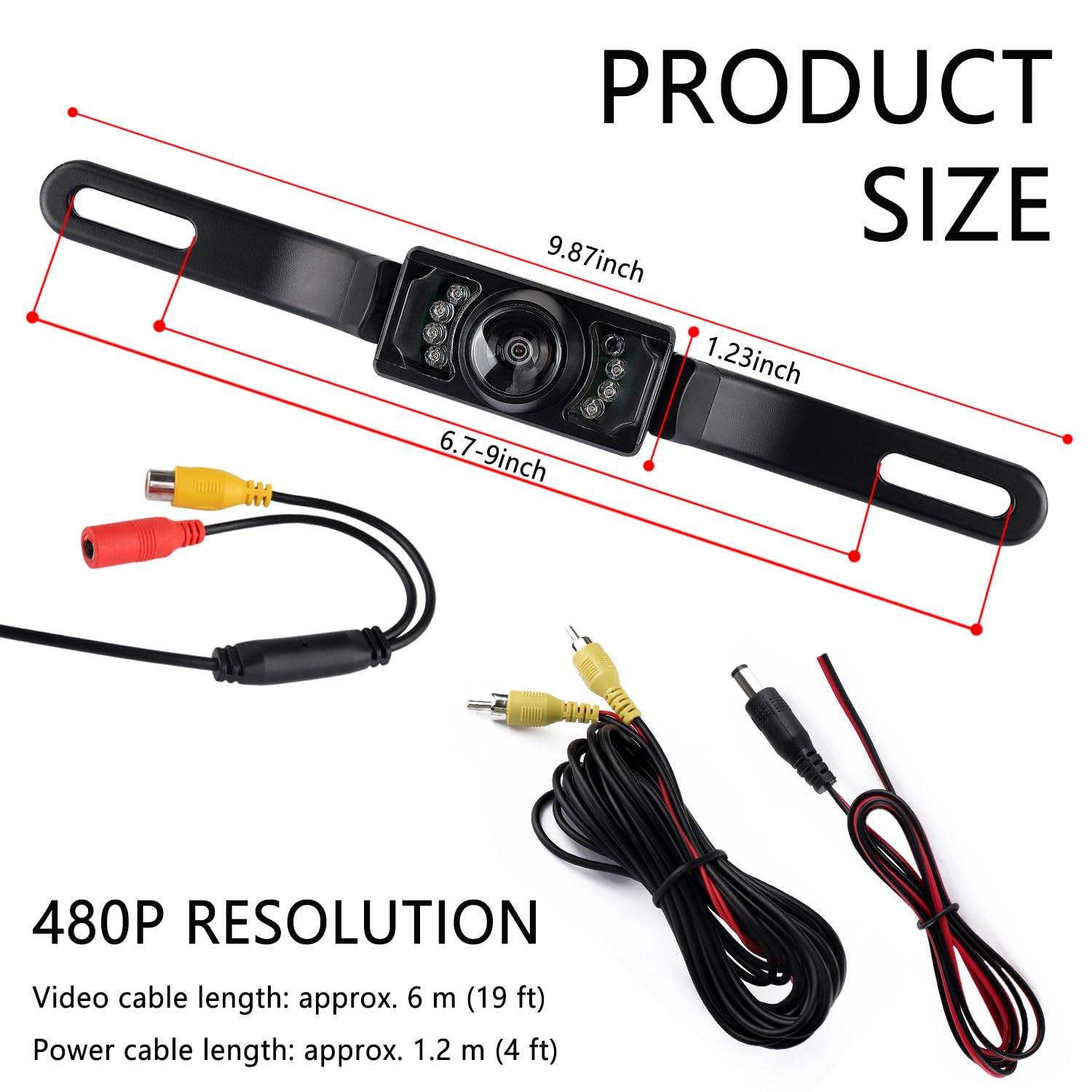 HD Backup Camera for Car with 8 LED Night Vision License Plate Camera,170° Wide Angle Waterproof Rear View Camera for Car/SUV/Truck/Van/RV Reverse Camera Systems