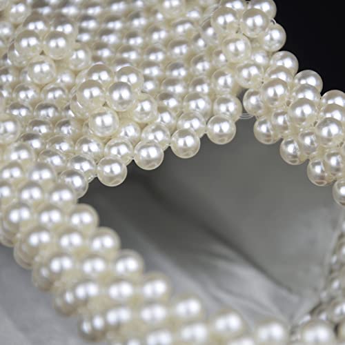 Miuco Womens Beaded Handbags Handmade Weave Crystal Pearl Mini Bags Wedding clutch