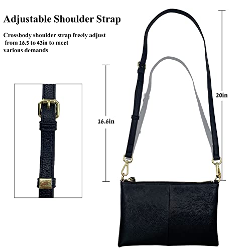Beurlike Leather Wristlet Wallet Clutch Purses For Women Small Crossbody Phone Bags (Black)