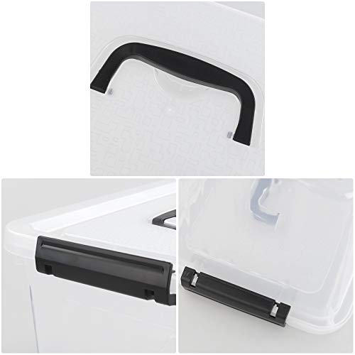Yarebest 10 Liter Clear Storage Box, Plastic Box with Clips Lid, 4 Packs